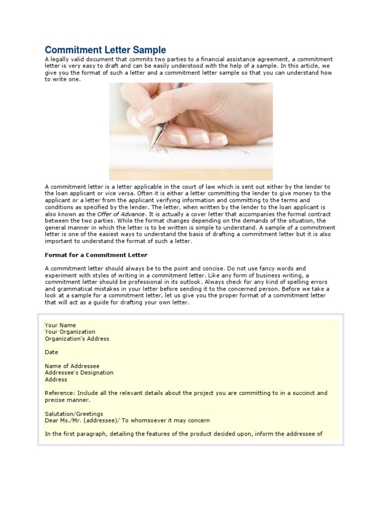 Commitment Letter Sample | PDF | Loans | Government