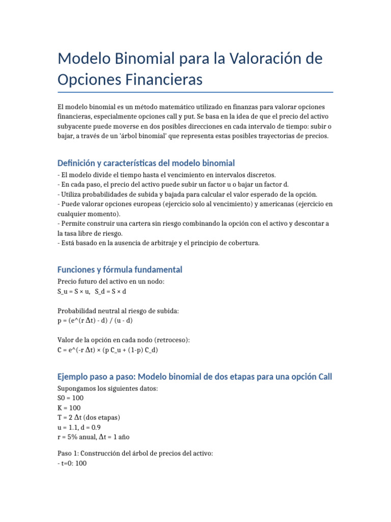 Modelo Binomial 2etapas Call | PDF
