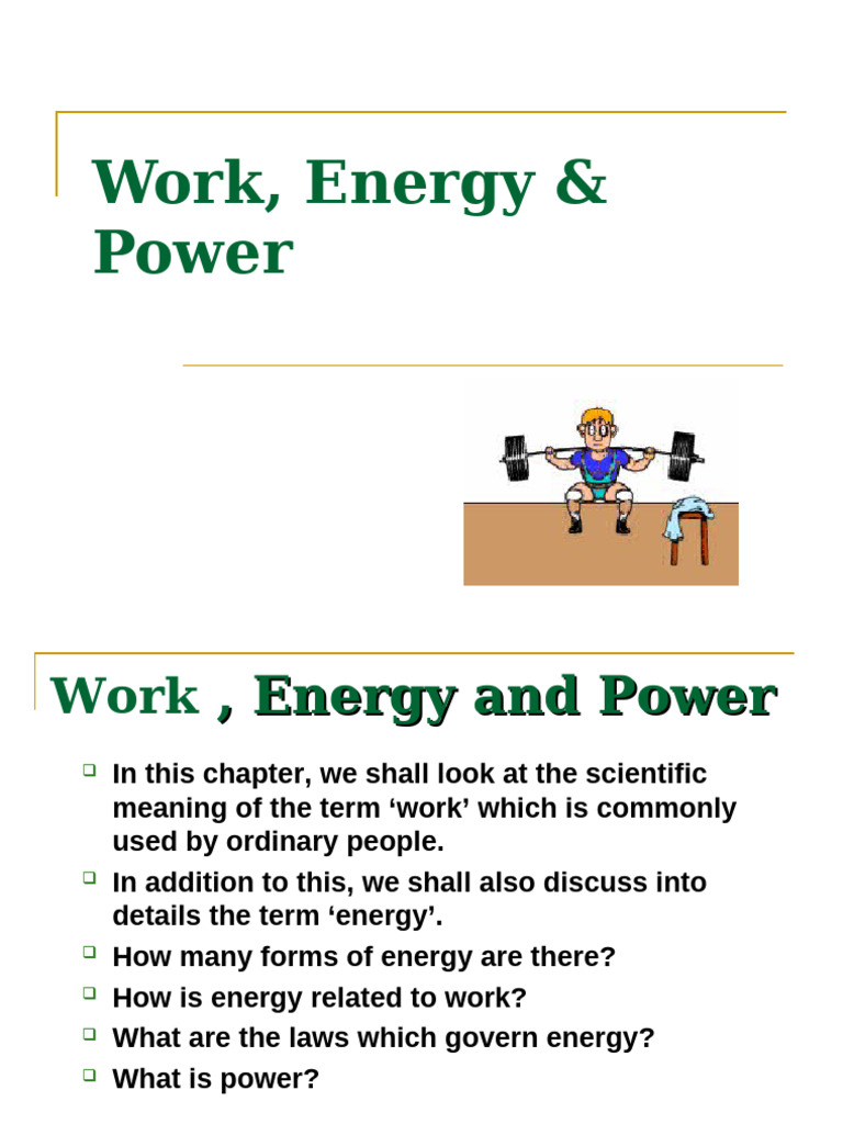 Work, Energy, and Power Explained | PDF | Potential Energy | Force