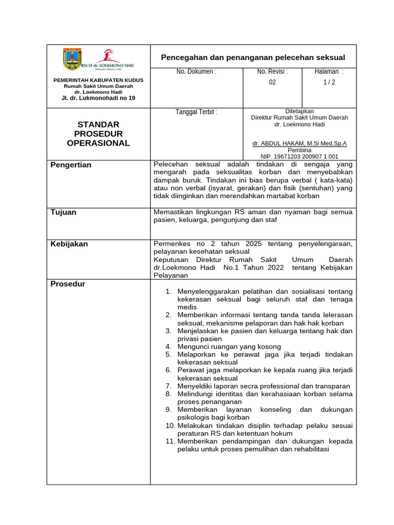 Pelecehan Seksual Sop | PDF