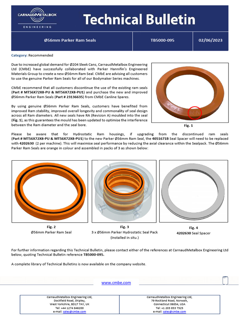 TB5000 095 56mm Parker Ram Seals | PDF