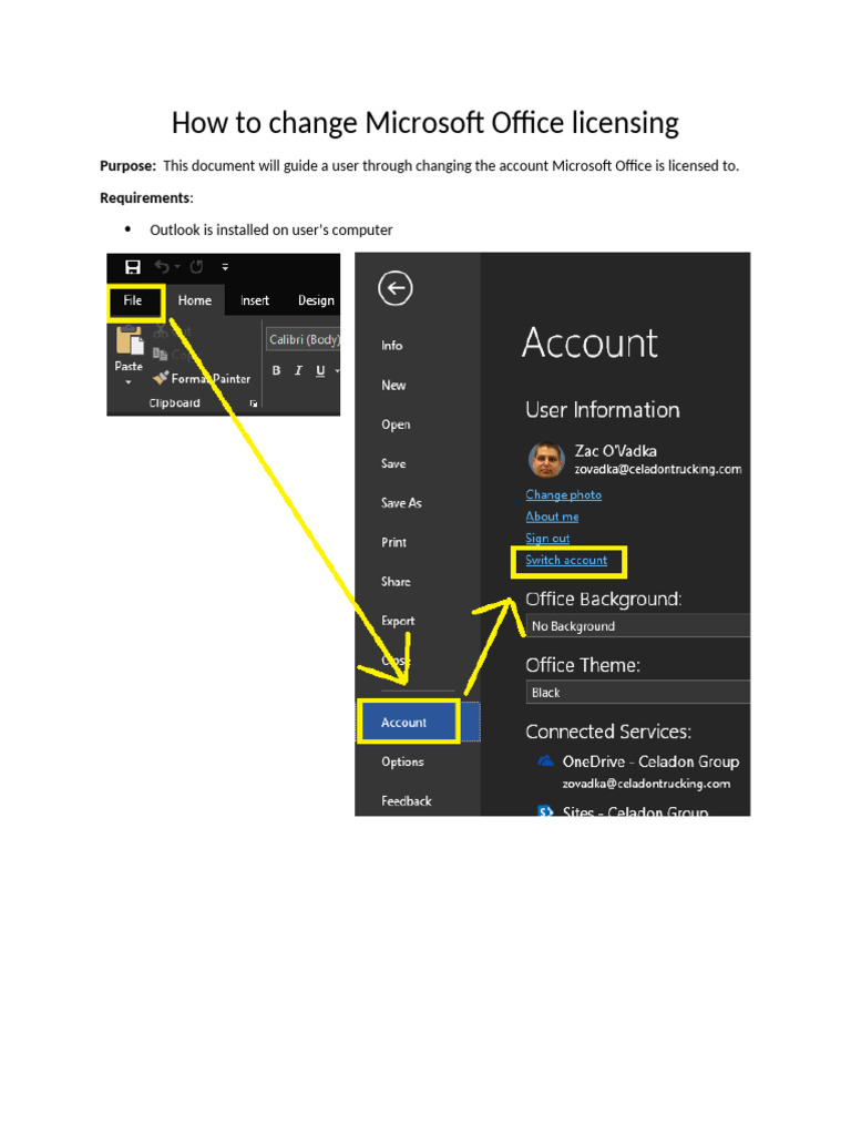 Change Microsoft Office License Guide | PDF