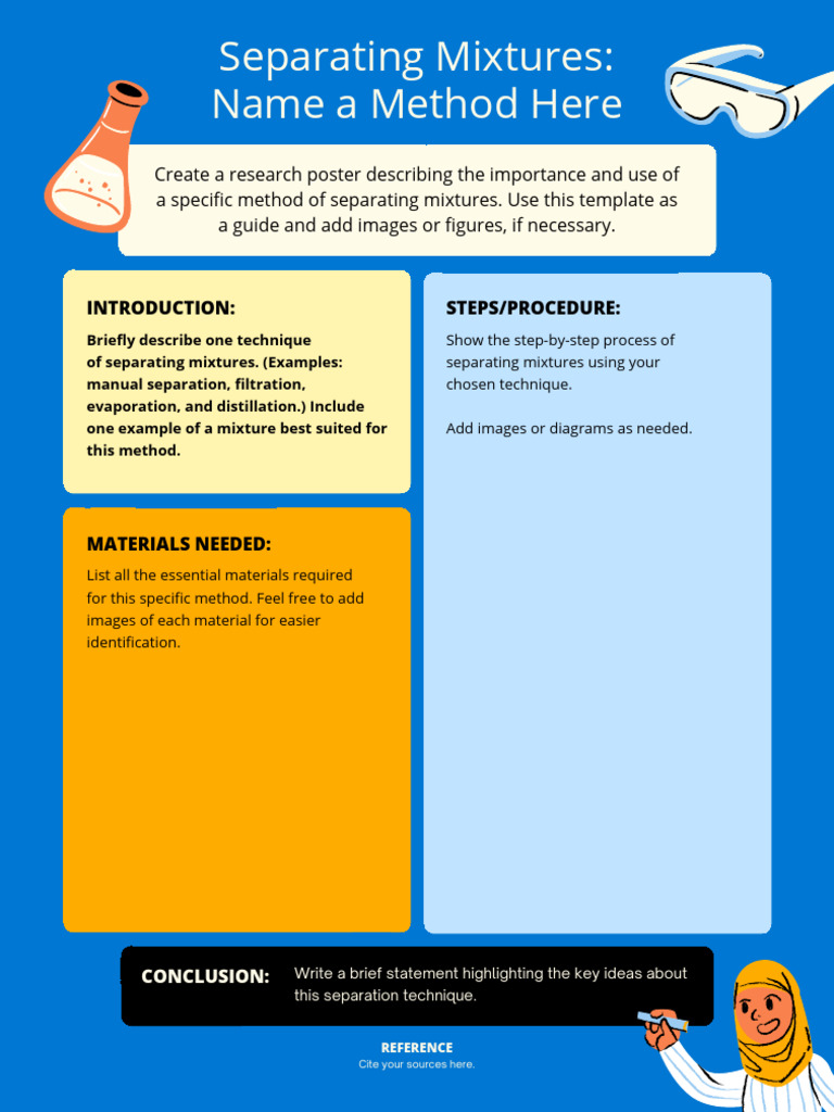 Separating Mixtures Activity Research Poster in Blue Light Blue Hand ...