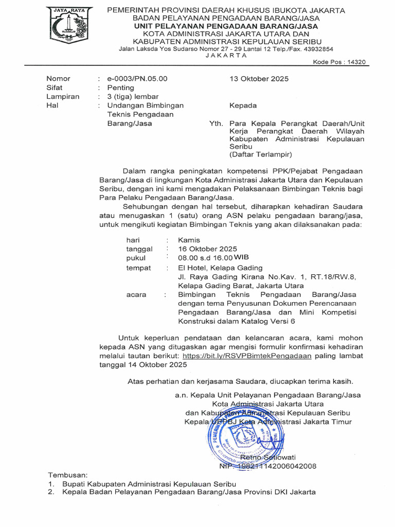 Surat Undangan Bimtek Kep Seribu | PDF