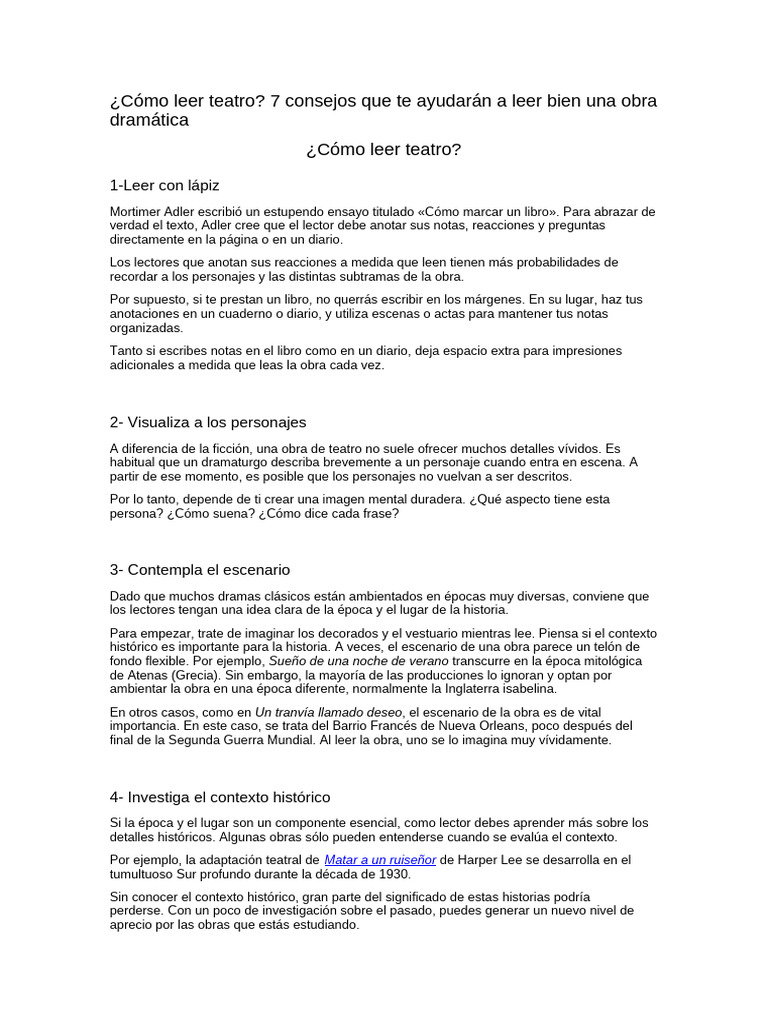 Cómo Leer Teatro | PDF | Teatro
