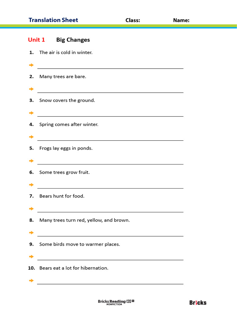 Bricks Reading 120 Nonfiction - L1 - Translation Sheet | PDF | Trees ...