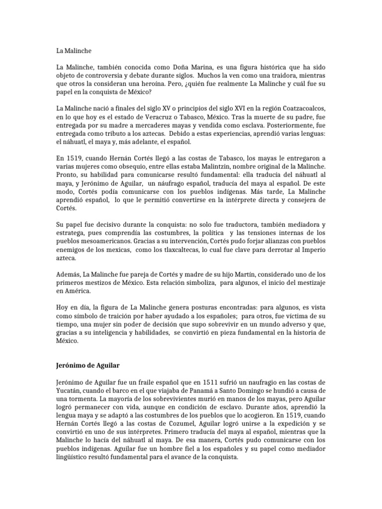 La Malinche | PDF | Antiguas colonias españolas | Pueblos Indígenas de ...