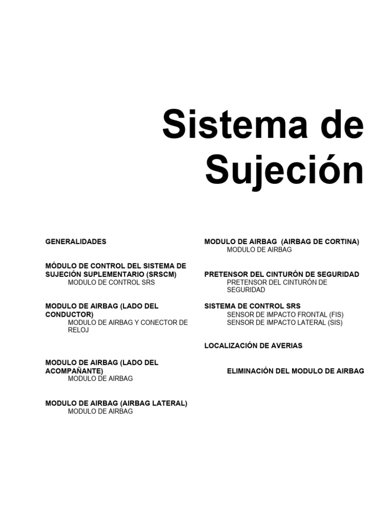 Sistema de Sujeción | PDF | Airbag | Conector eléctrico