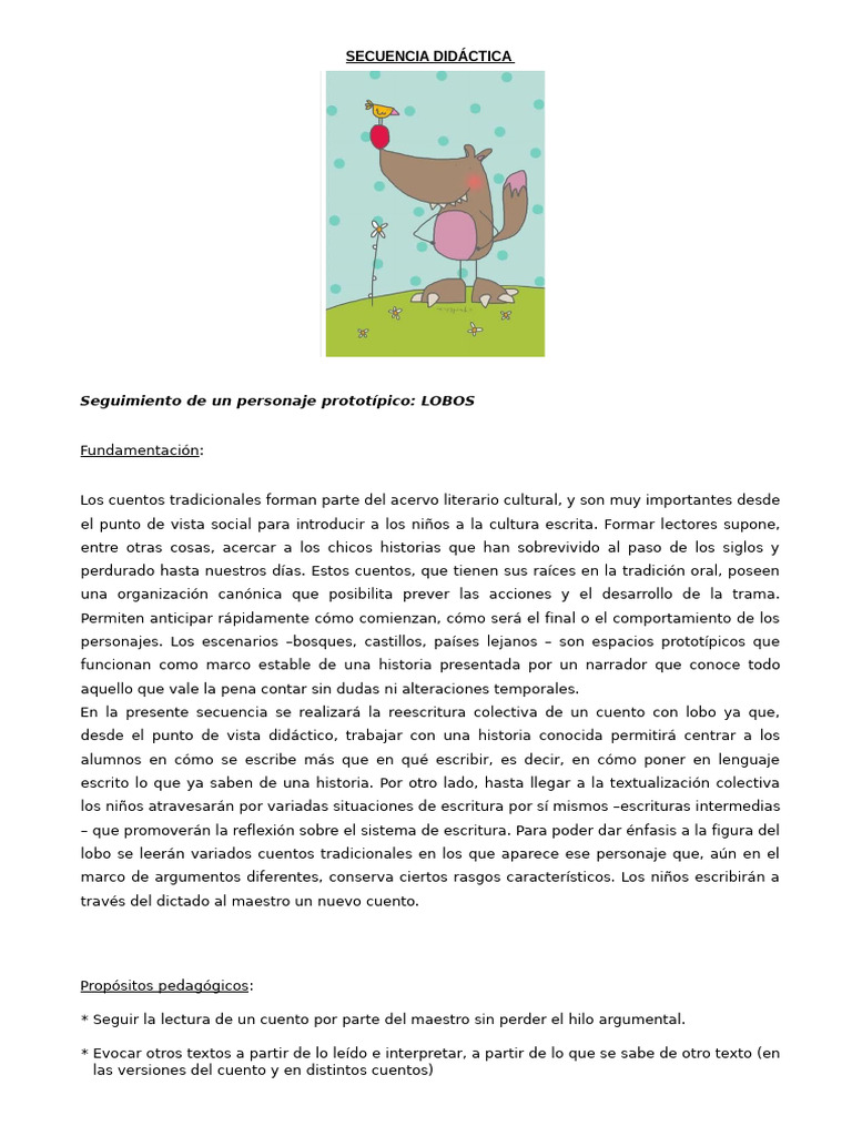 Secuencias - Cuento Con Lobos - 1° A 2025 | PDF | Caperucita Roja | Cuentos