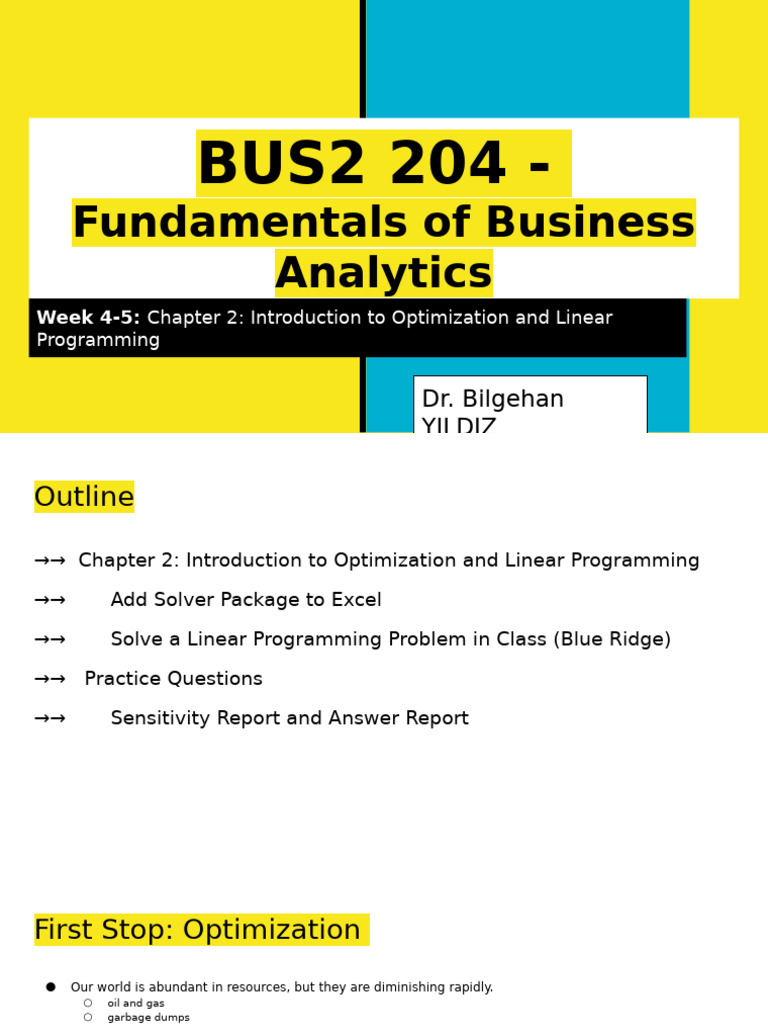 Week 4&5 - BUS2 204 - Fundamentals of Business Analytics | PDF ...