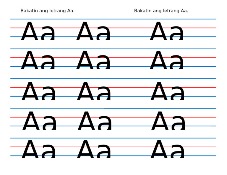 Red Blue Lines - Tracing Letter Aa | PDF