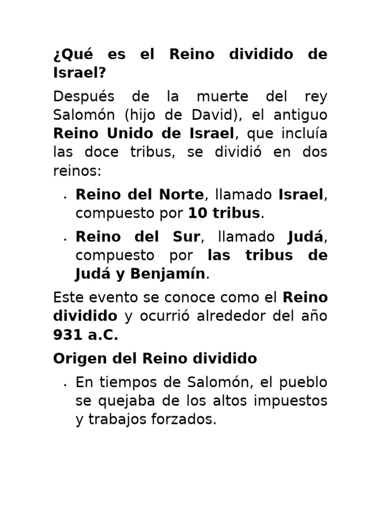 Reino Dividido de Israel | PDF | Libros de reyes | Reino de judá