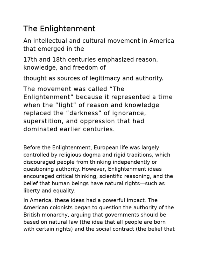 Enlightenment: Ideas that Shaped America | PDF | Age Of Enlightenment ...