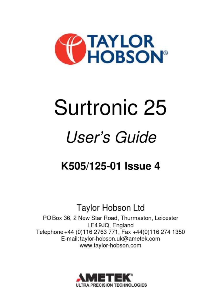Surtronic 25 User Guide Eng | PDF | Surface Roughness | Computing And ...