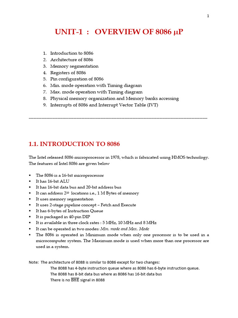 MPMC Unit-I & Unit-Ii - Material | PDF | Computer Architecture ...