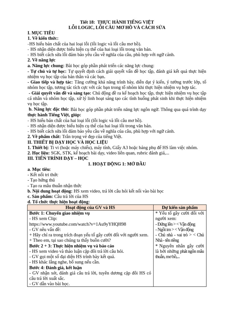 L I Logic, L I Câu Mơ H Và Cách S A | PDF