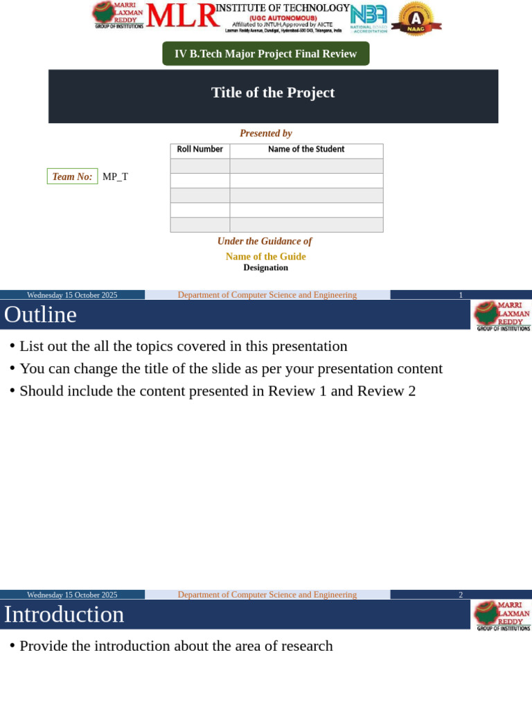 B.Tech Major Project Review Presentation | PDF | Computing | Science