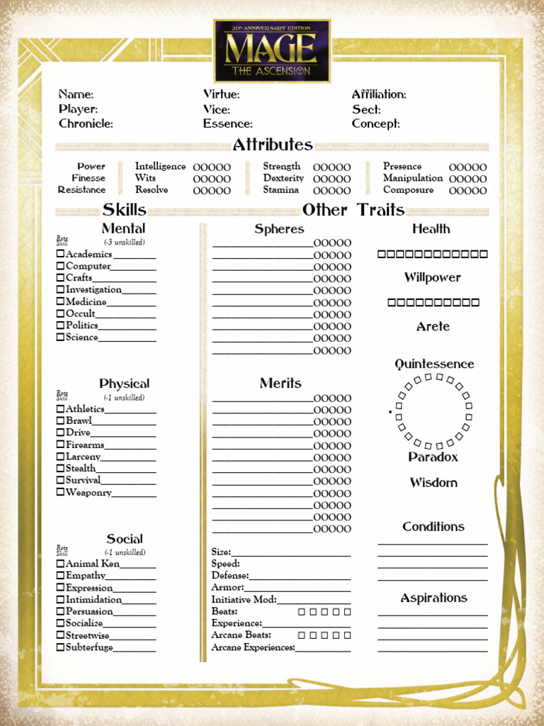 Character Sheet for Role-Playing Games | PDF | Role Playing Games ...