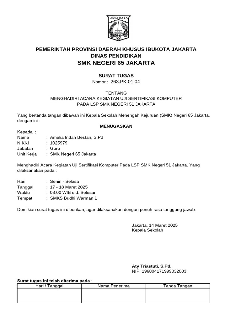 263. Surat Tugas Amel | PDF