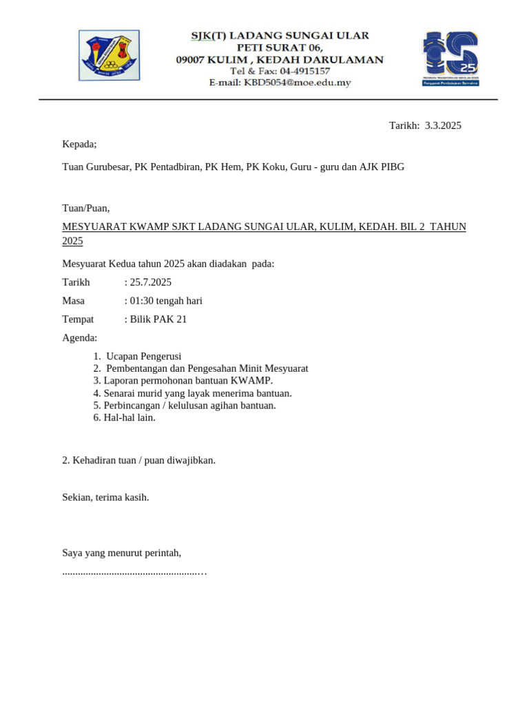 Surat Panggilan Kwamp | PDF