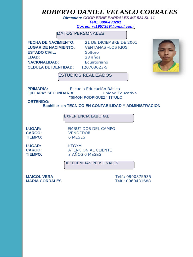 Roberto Daniel Velasco Corrales | PDF