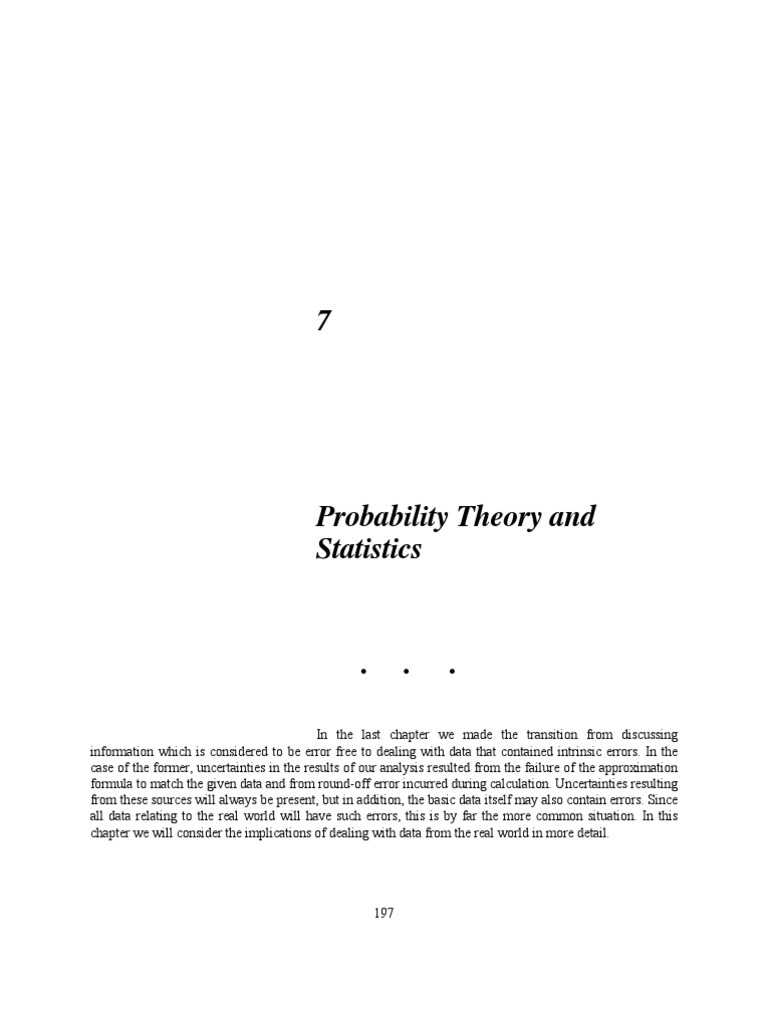 Probability Theory and Statistics | PDF