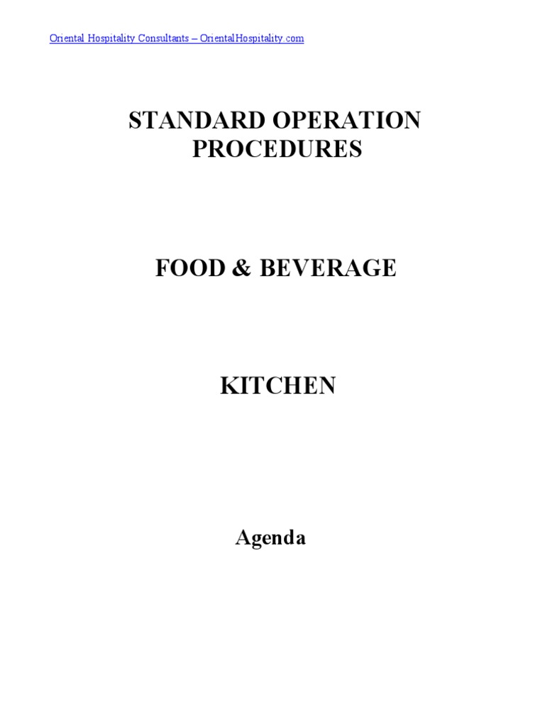 Kitchen Standard Operating Procedures | PDF