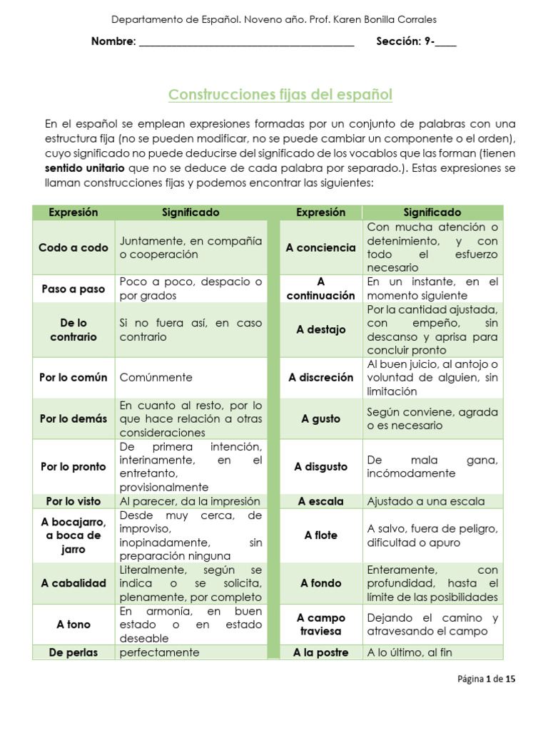 Construcciones Fijas, Loc Prepos, Expres Comple (Actualizado) | PDF | Adverbio | Unidades Semánticas