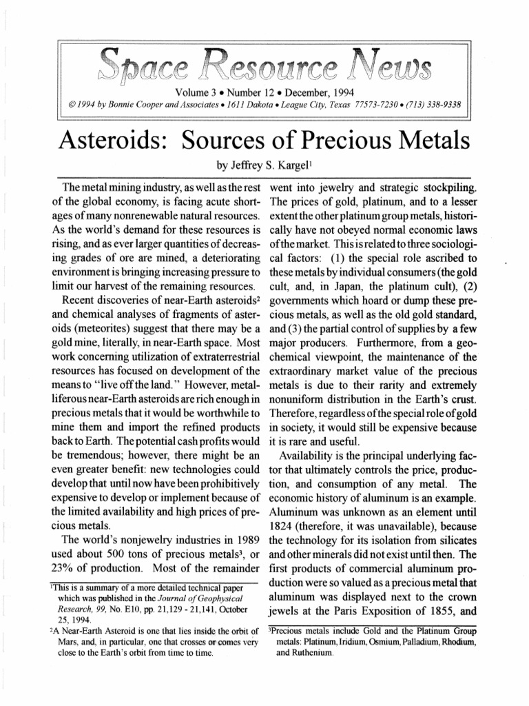 Space Minerals Summary | PDF