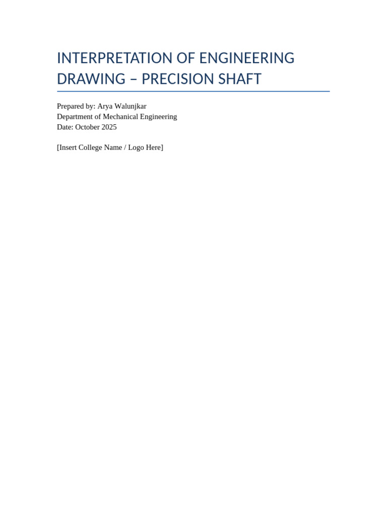 Precision Shaft Engineering Drawing Guide | PDF | Engineering Tolerance ...