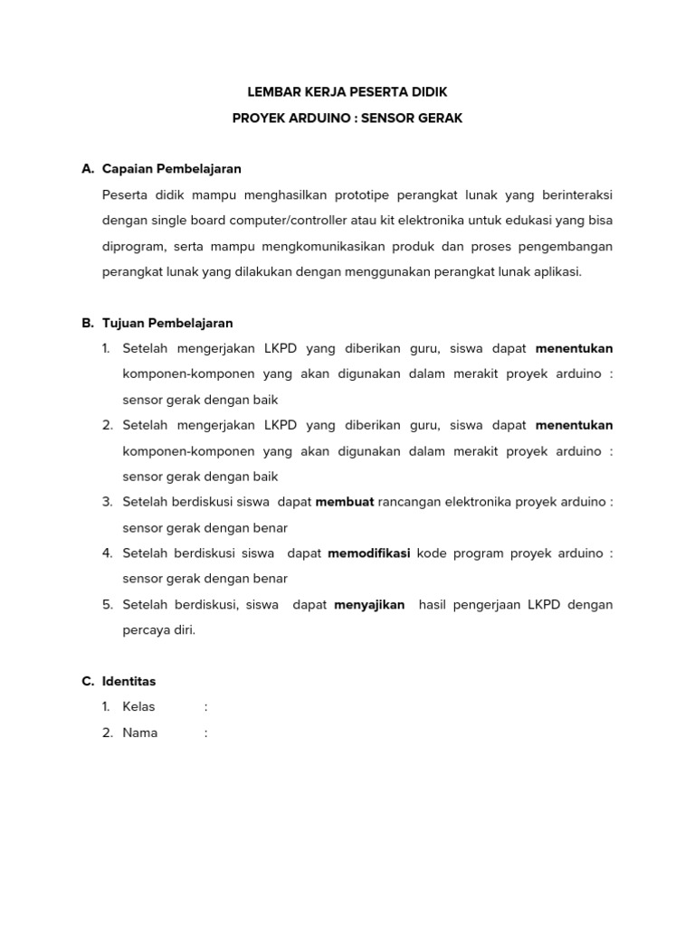 Proyek Arduino: Sensor Gerak untuk Siswa | PDF
