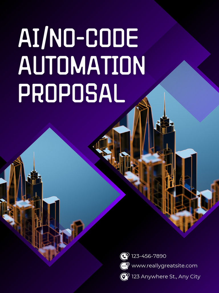 Black and Purple Modern AINo-Code Automation Proposal Cover Document A4 ...
