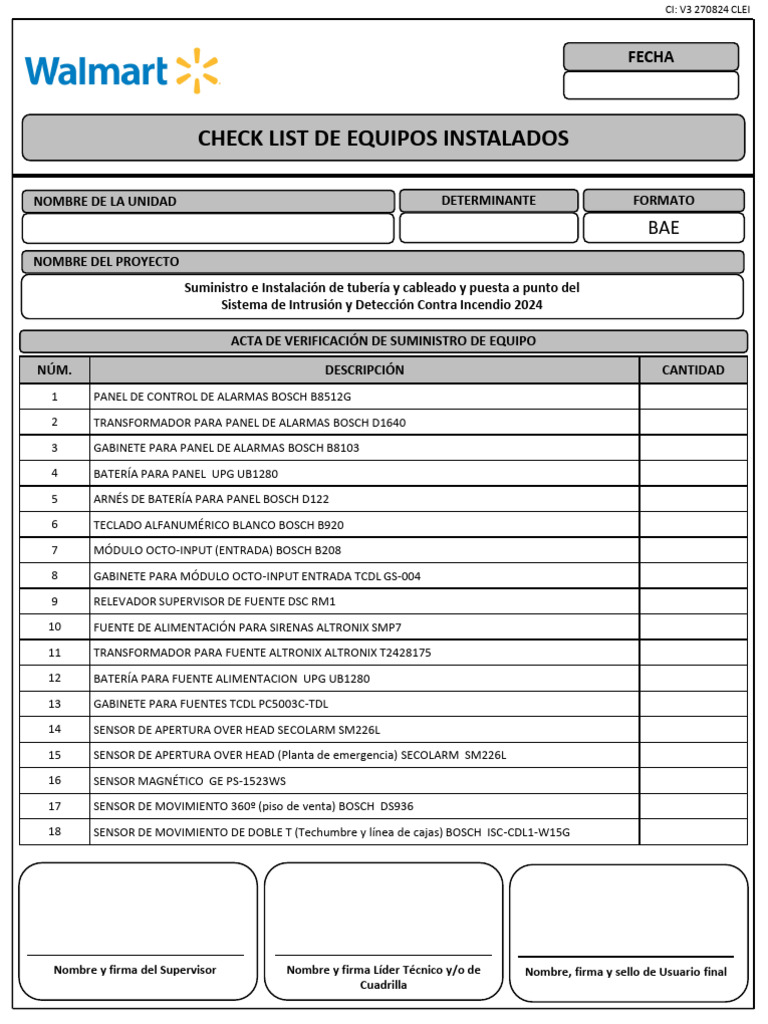 Check List Equipos Sistema de Alarma 2024 | PDF | Ingenieria Eléctrica
