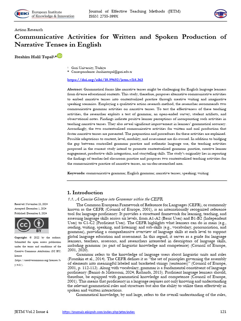 Communicative Activities For Written and Spoken Production of | PDF ...