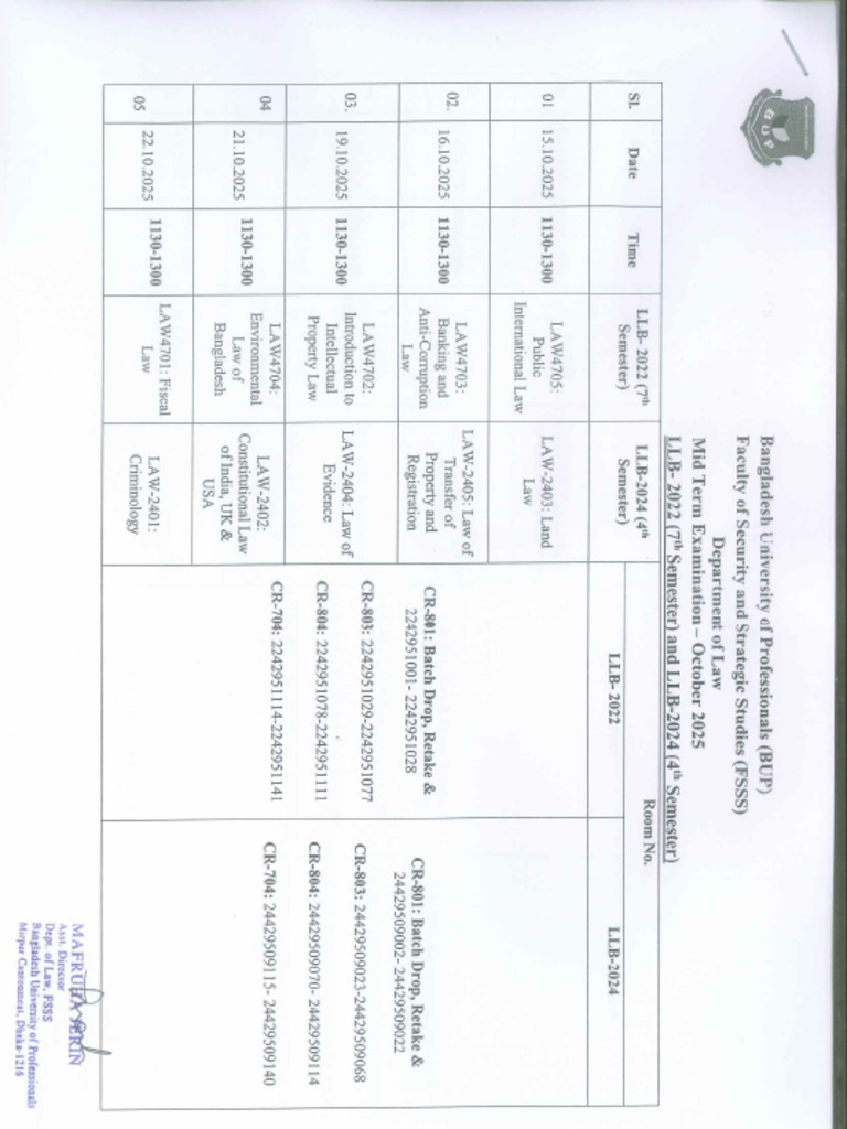 Mid Term Examination Schedule | PDF