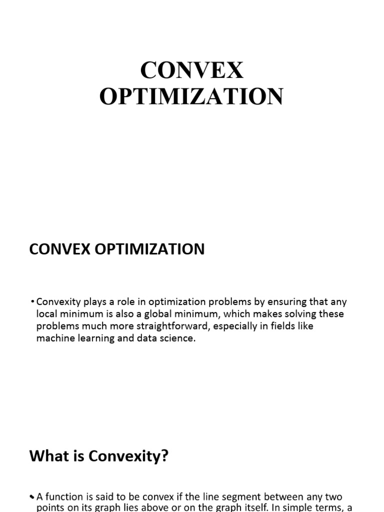 Convex Optimization Fundamentals in Aiml | PDF