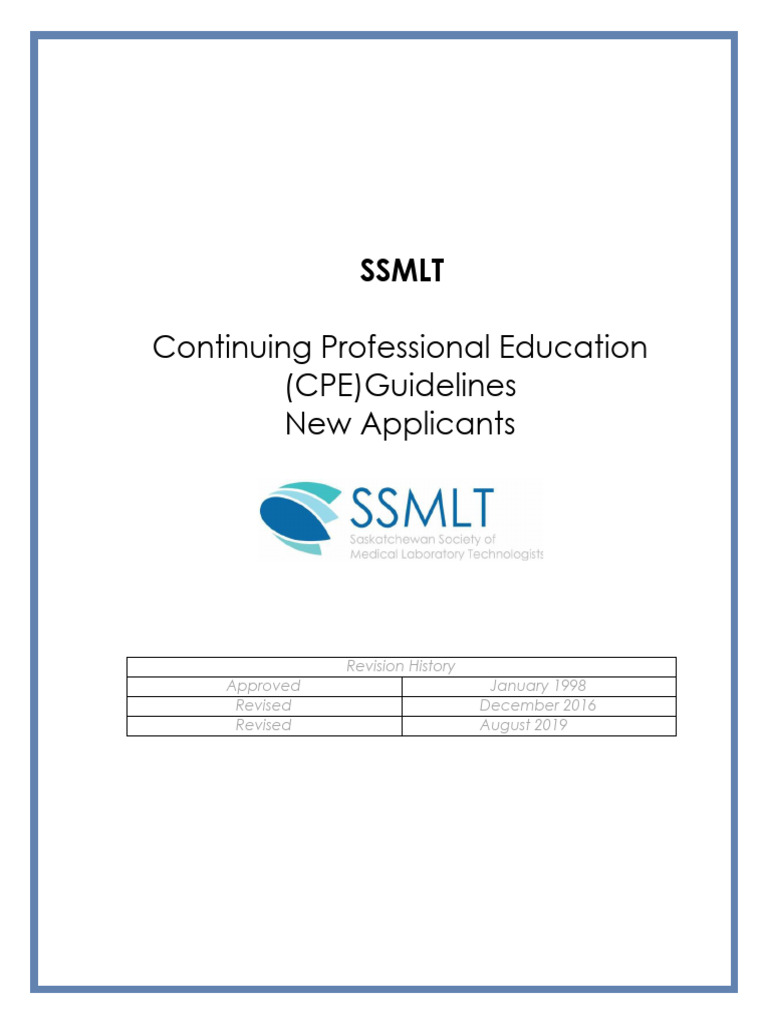 SSMLT CPE Guidelines for New Applicants | PDF | Professional Development