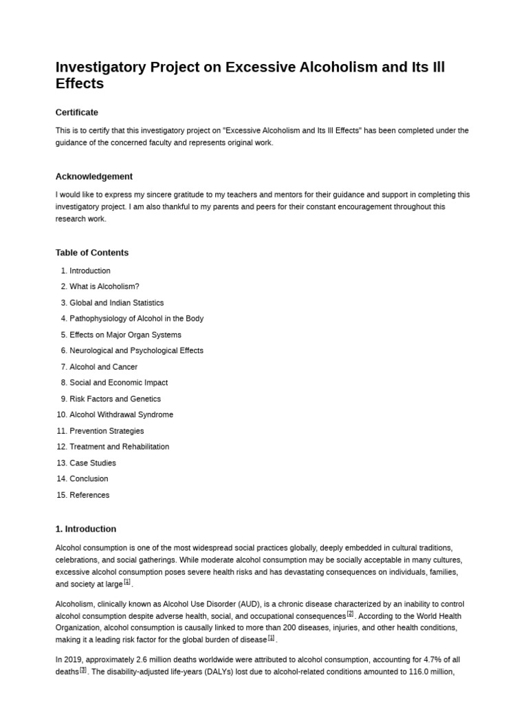 Excessive-Alcoholism-Investigatory-Project (1) | PDF | Alcoholism | Cancer