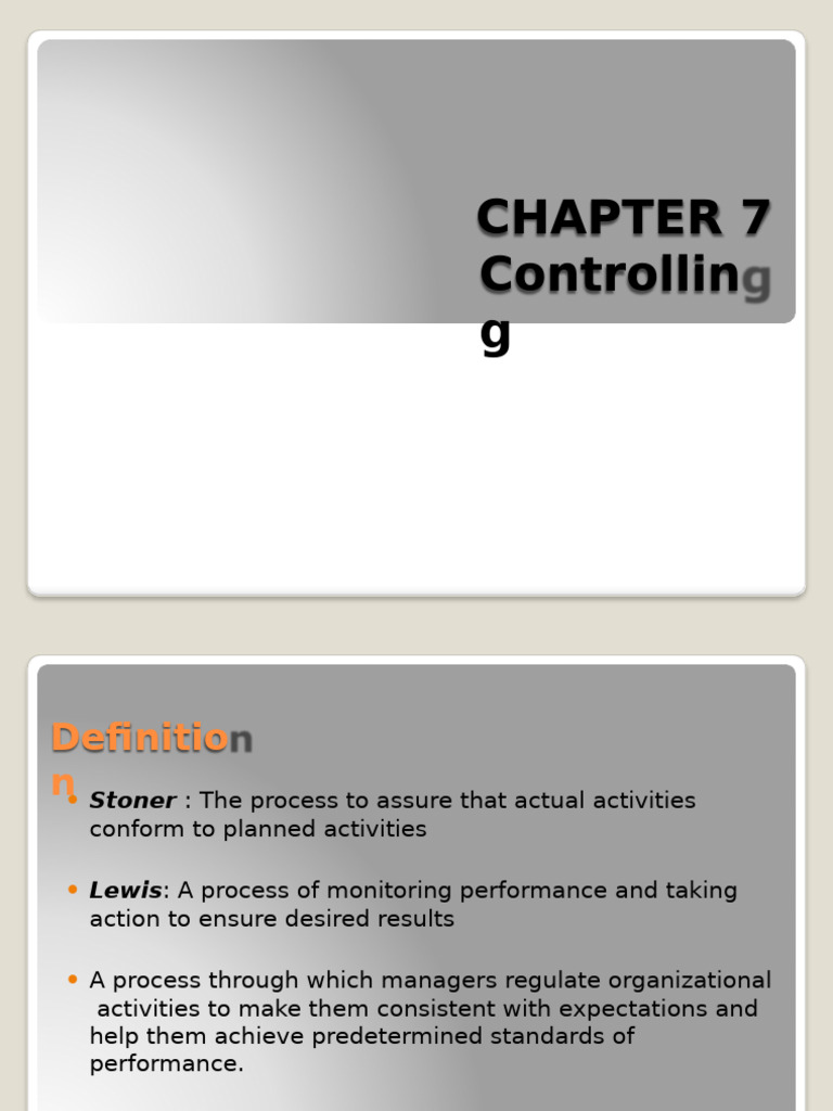Chapter 7-Controlling | PDF | Social Psychology | Business