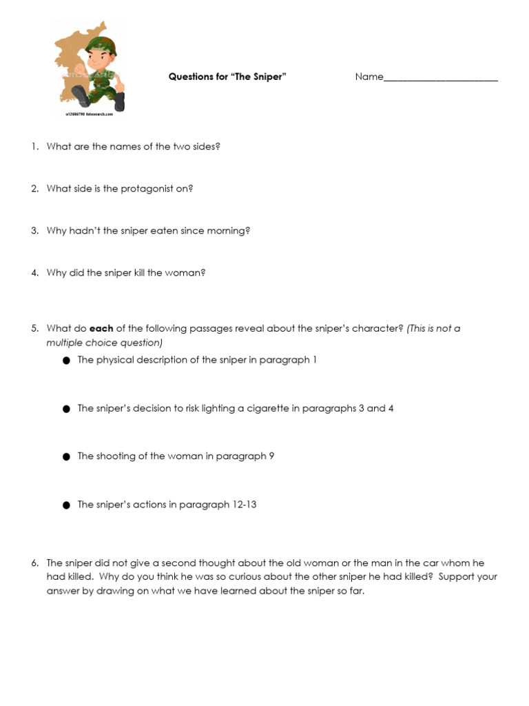 The Sniper Short Story Questions | PDF