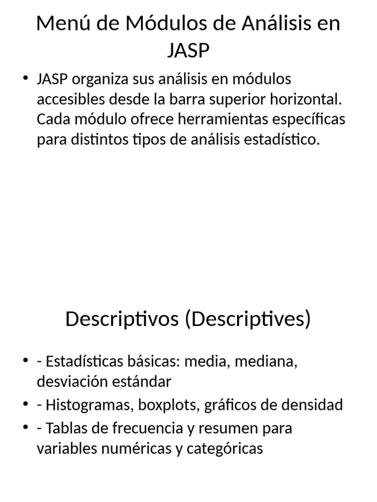 Modulos Analisis JASP | PDF