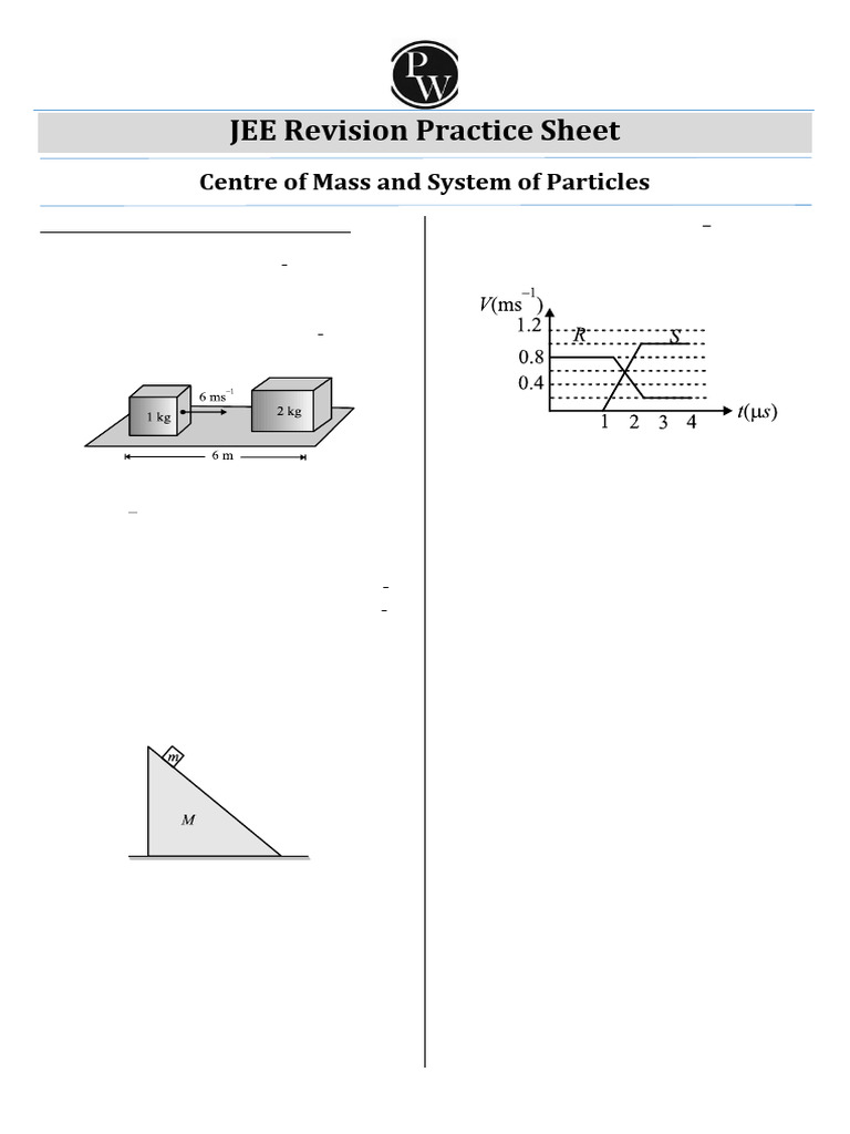 JEE Centre of Mass Practice Questions | PDF | Collision | Momentum