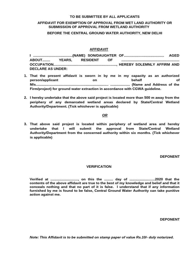 Er - Affidavit For Wet Land2 | PDF | Affidavit | Evidence