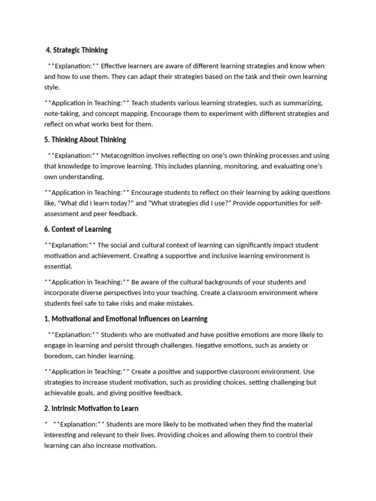 Strategies for Effective Learning | PDF