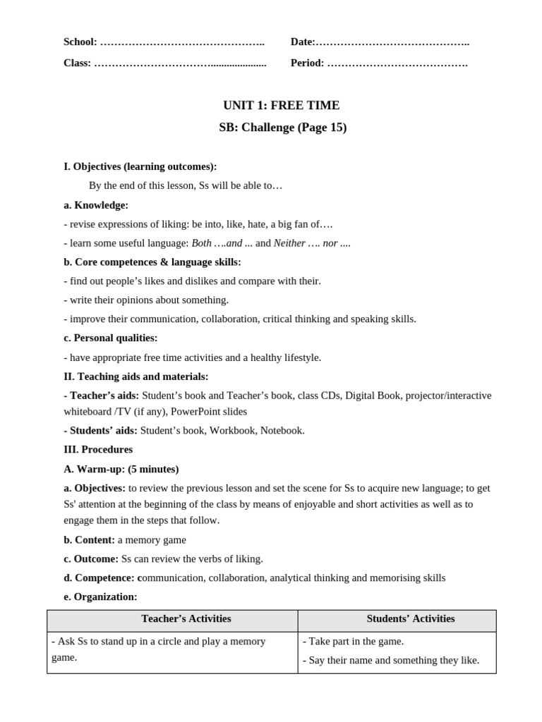 Unit 1 - SB - Challenge - p.15 | PDF | Communication | Behavior ...