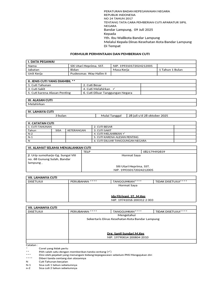 Panduan Permohonan Cuti ASN 2025 | PDF