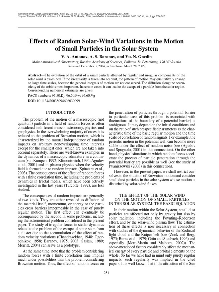 Effects of Random Solar-Wind Variations in The Motion of Small ...