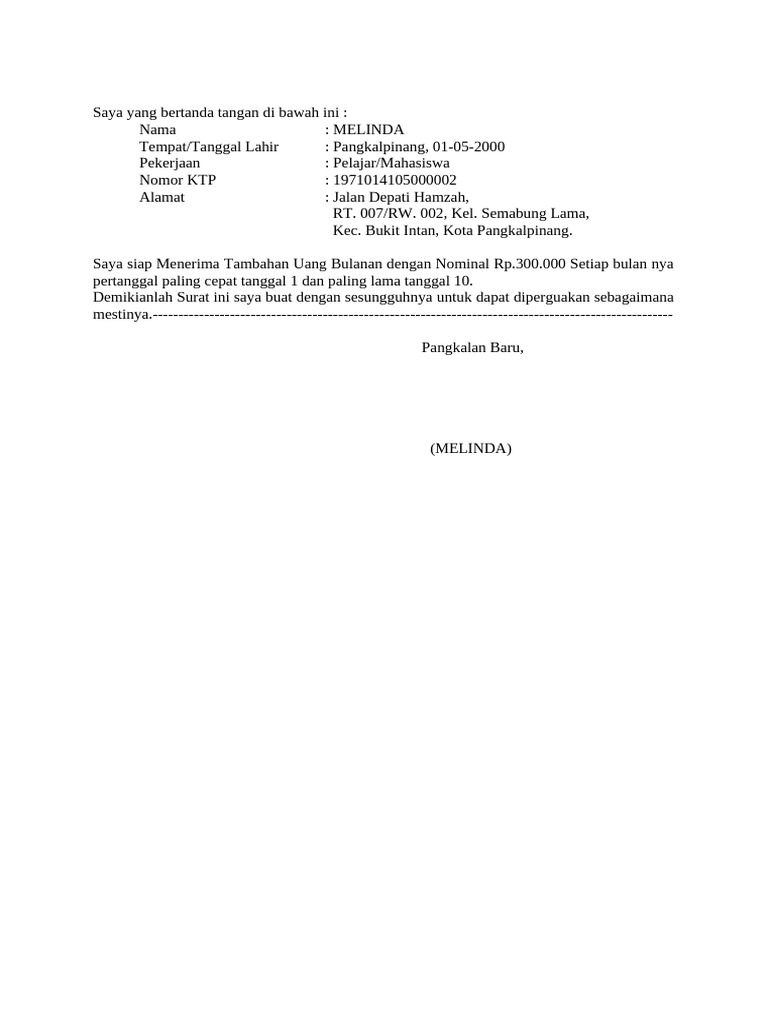 Saya Yang Bertanda Tangan Di Bawah Ini | PDF