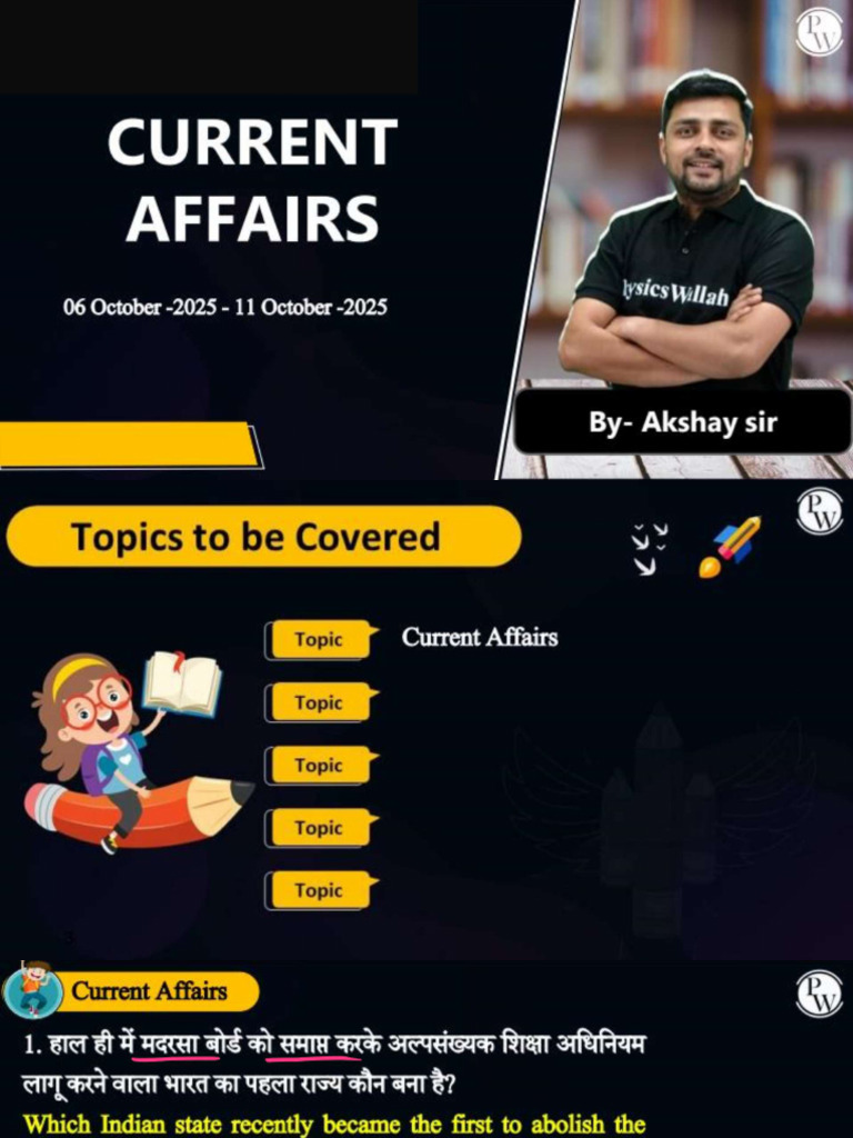 01 Current Affairs 06 Oct - 11 Oct | PDF