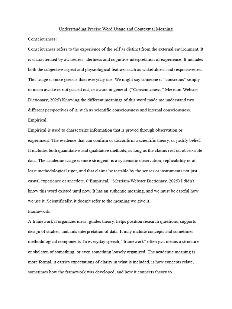 Understanding Precise Word Usage and Contextual Meaning | PDF ...